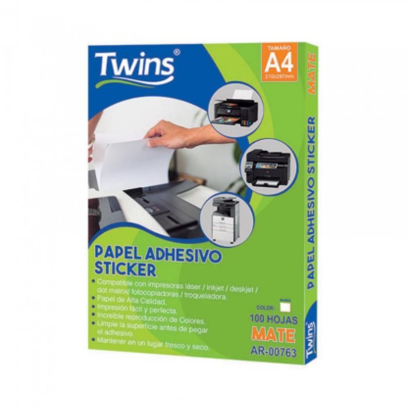 Papel twins adhe stickers blanco- colores a4 - Papelera del Oriente ...