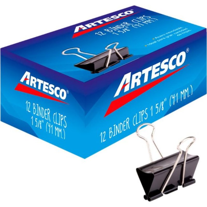 Binder clip artesco 1 5/8" 41mm caja x 12 - Papelera del Oriente ...